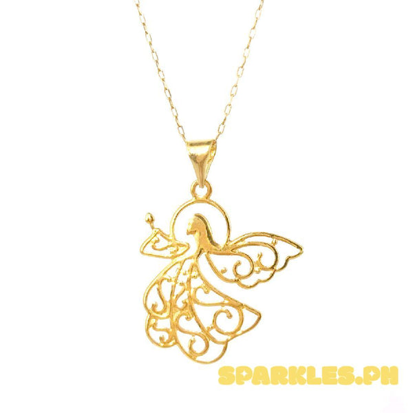 18k Saudi Gold Set Angel Pendant + Karkar Chain 20" – Sparkles PH