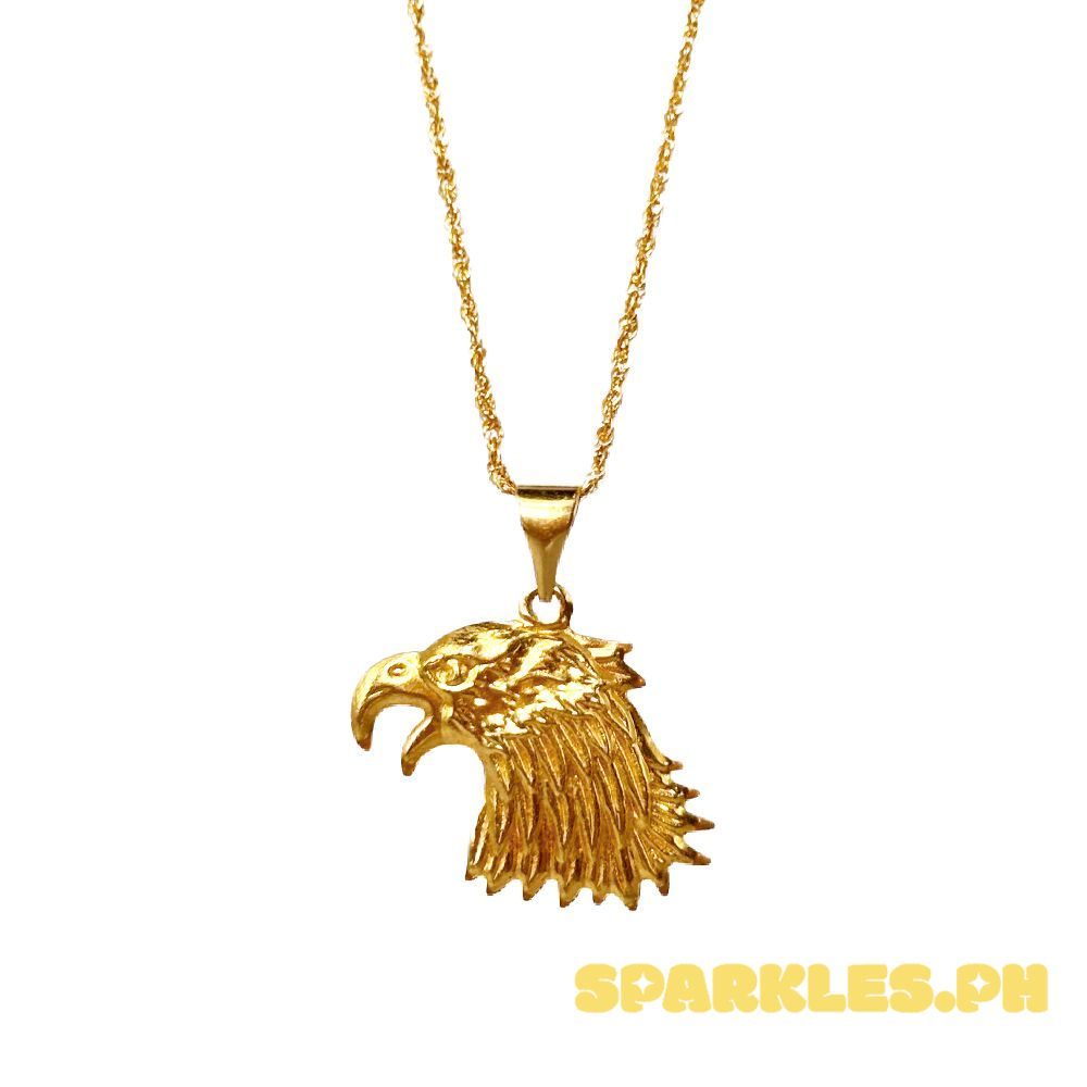 18k Saudi Gold Set Eagle + Rope Chain 22" – Sparkles PH