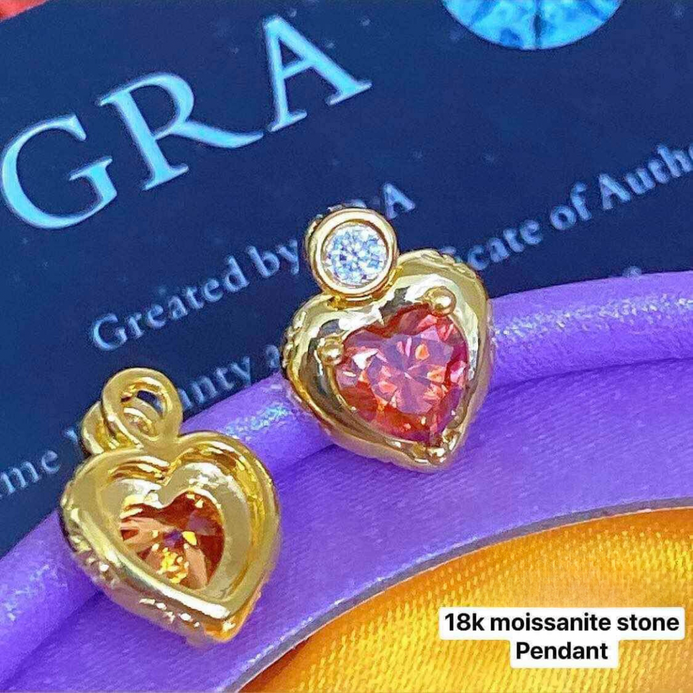 Red Heart Moissanite Diamond Pendant Ampaw 18k Saudi Gold – Sparkles PH