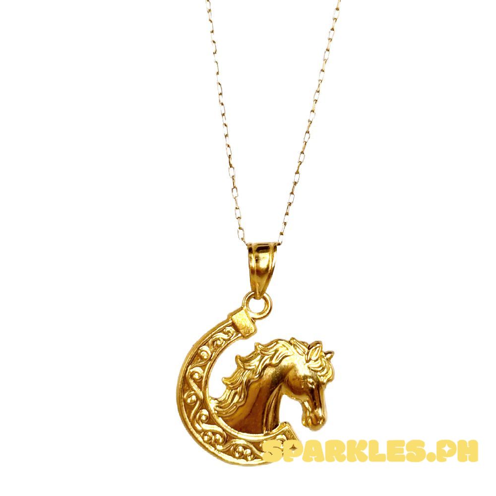 18k Saudi Gold Set Horseshoe + Karkar Chain 18" – Sparkles PH