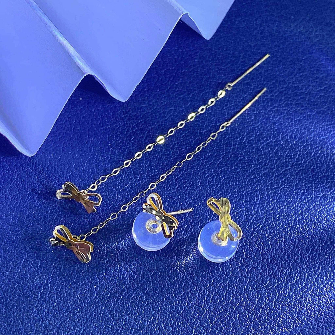 Ribbon tiktak and Stud earrings silicon pakaw 18k gold – Sparkles PH