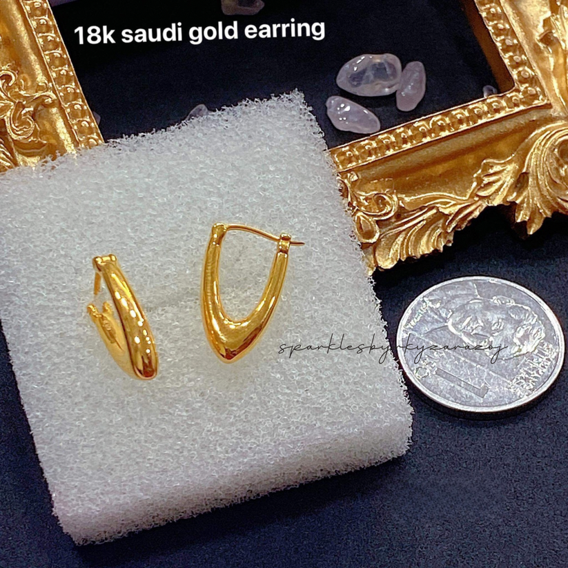 Oval Shape Style Earrings 18k Saudi Gold – Sparkles.ph