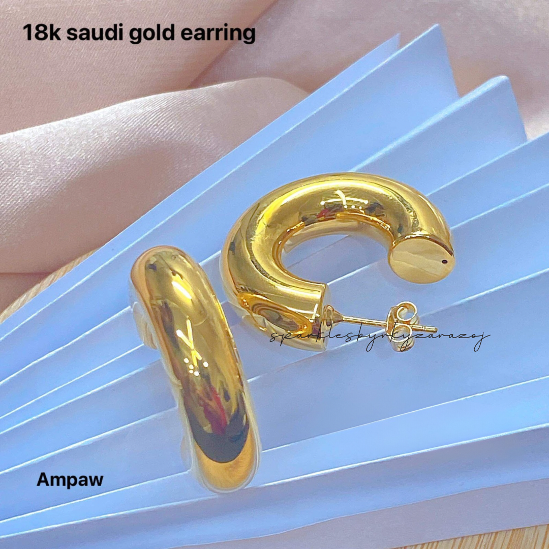 Plain C Style Earrings Ampaw 18k Saudi Gold – Sparkles PH