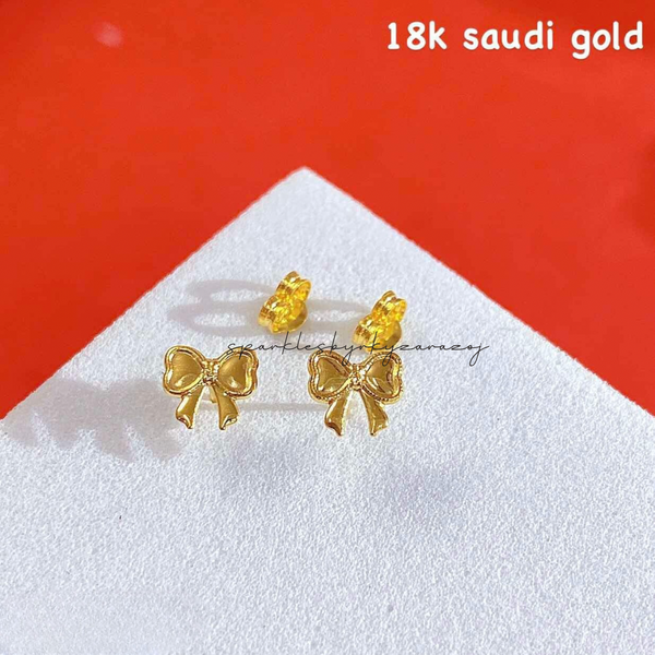 Ribbon Earrings 18k Saudi Gold – Sparkles PH
