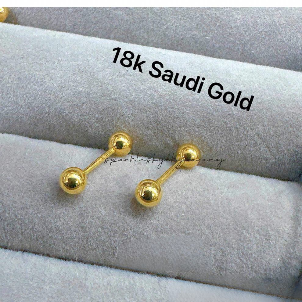 Double - sided ball earrings solid 18k saudi gold – Sparkles.ph
