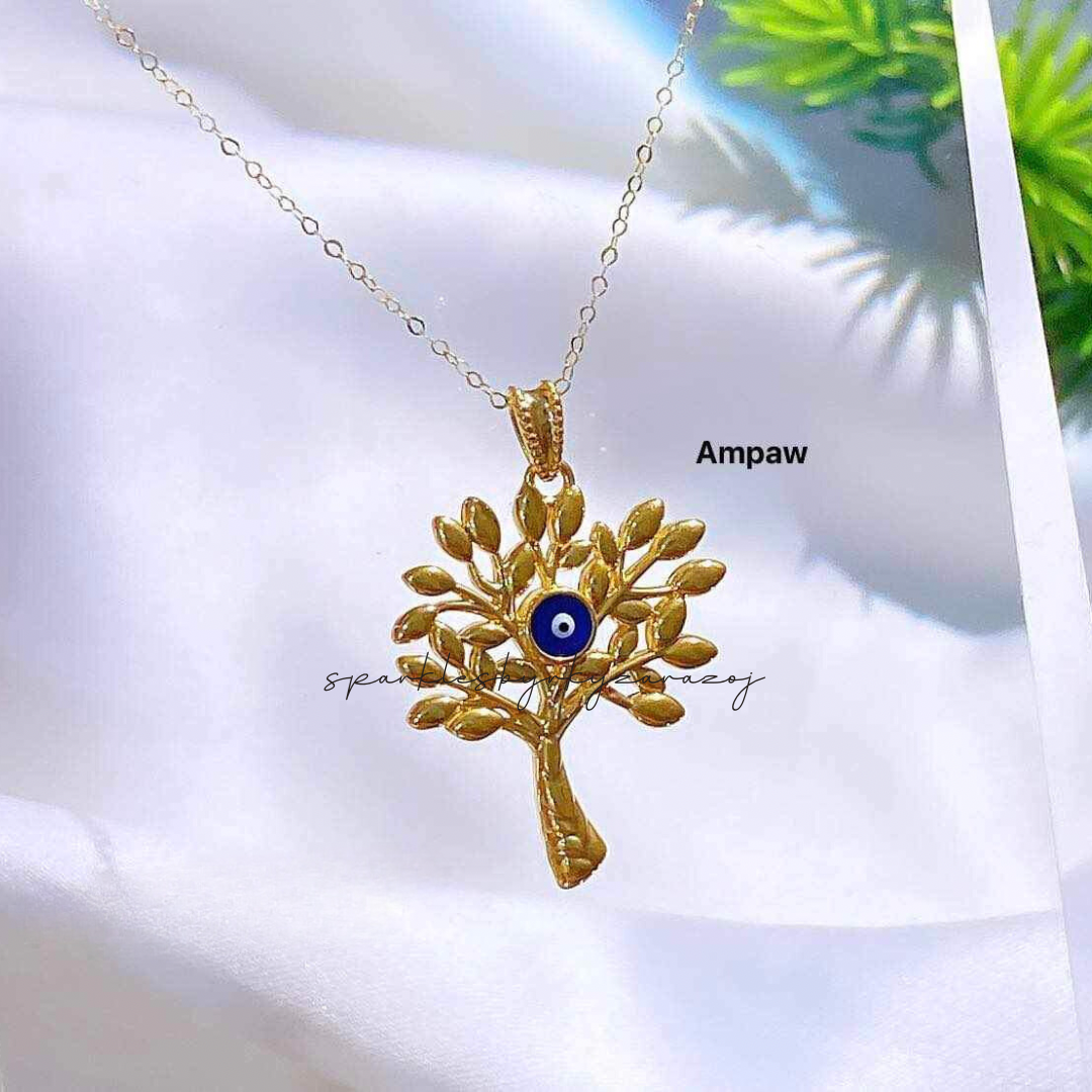 Set Golden Palay Chain & Pendant With Evil Eye Ampaw 18k Saudi Gold ...