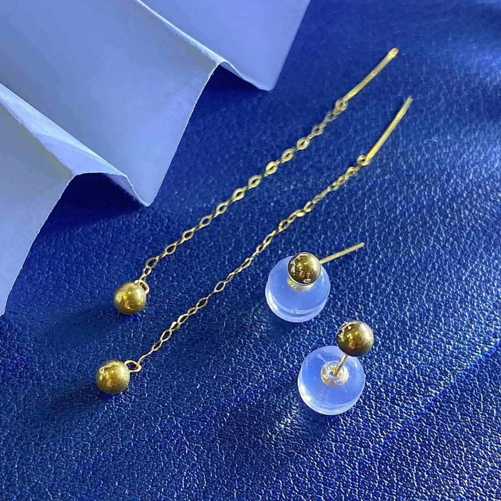 Ball tiktak and stud earrings silicon pakaw 18k Gold – Sparkles PH