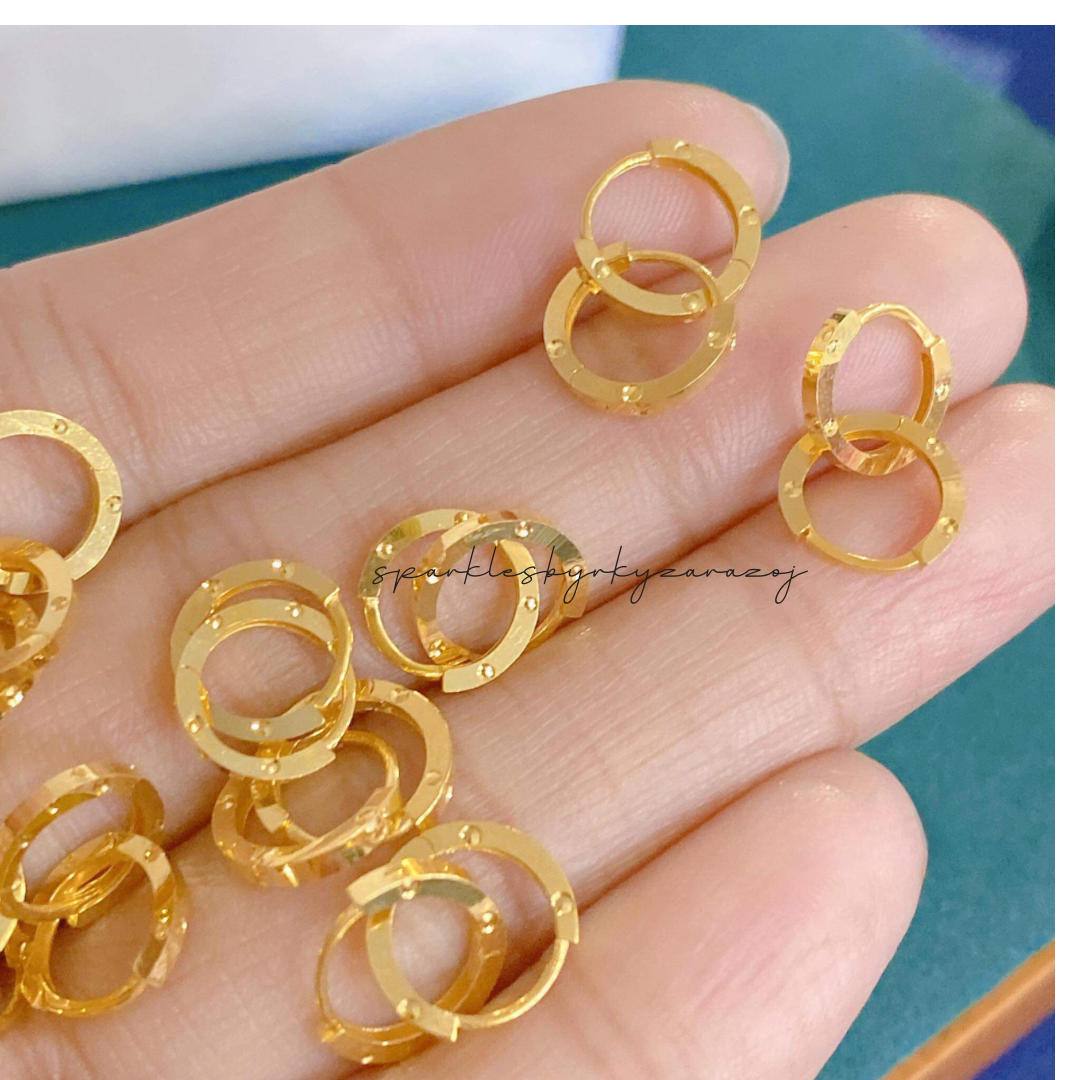 #15 Golden Earrings Solid 18k Saudi Gold – Sparkles PH