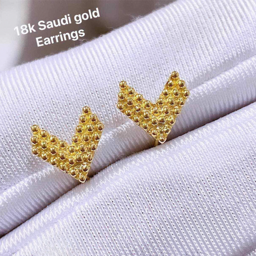 18k Saudi Gold Bubble V Earring – Sparkles.ph