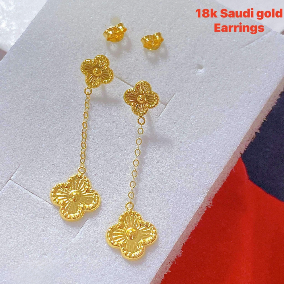 Clover Earrings 18k Saudi Gold – Sparkles.ph