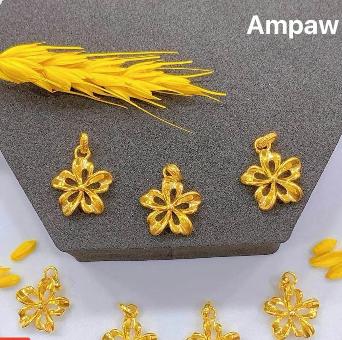 FlowerStyle Ampaw Pendant 18k Saudi Gold – Sparkles.ph