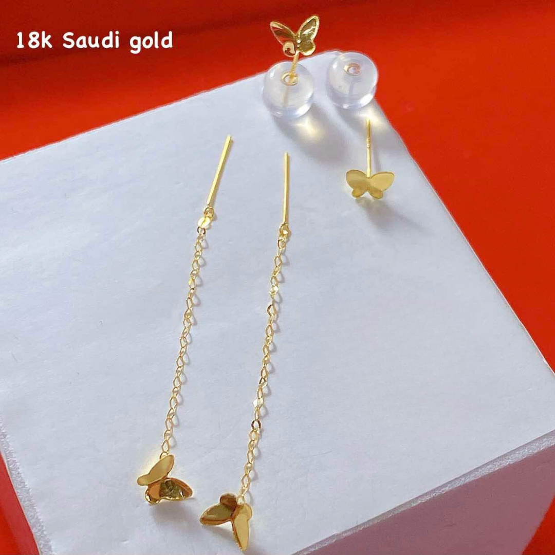 Butterfly Tictac Earrings 18k Saudi Gold – Sparkles PH