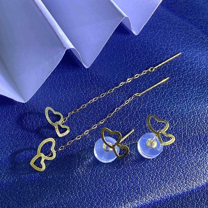 Double heart Tiktak and Stud earrings Silicon pakaw 18k Gold – Sparkles PH