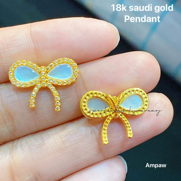 Ribbon gold ampaw 18k saudi gold Pendant – Sparkles PH