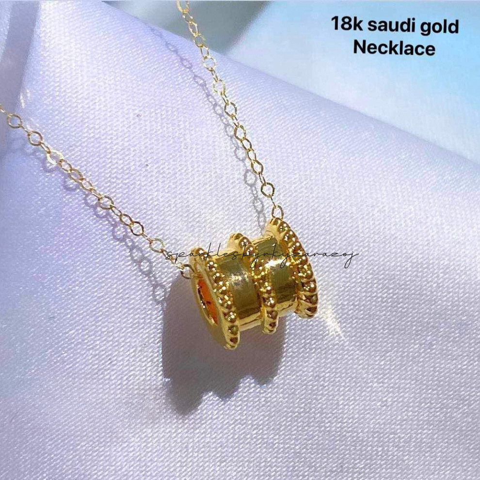 Set Golden Tube Chain & Pendant Ampaw 18k Saudi Gold – Sparkles.ph