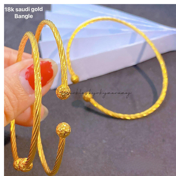 Twisted Bangle Solid 18k Saudi Gold – Sparkles PH