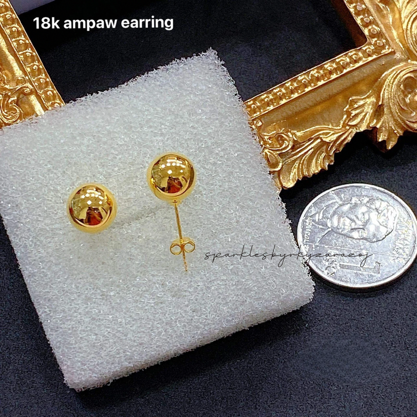 Plain Ball Earrings 18k Saudi Gold – Sparkles.ph