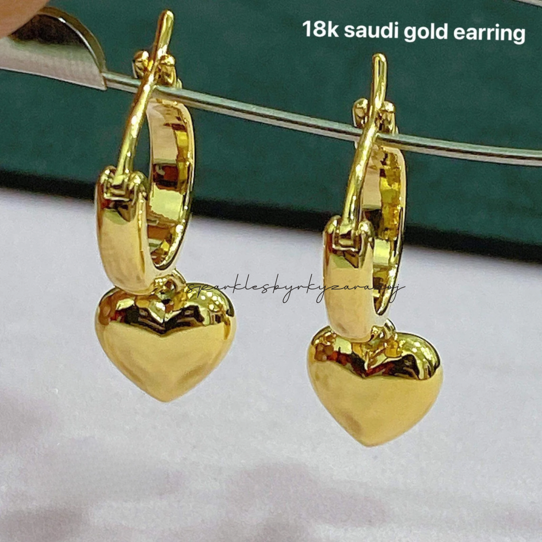 18k Saudi Gold Heart Drop Earring – Sparkles.ph