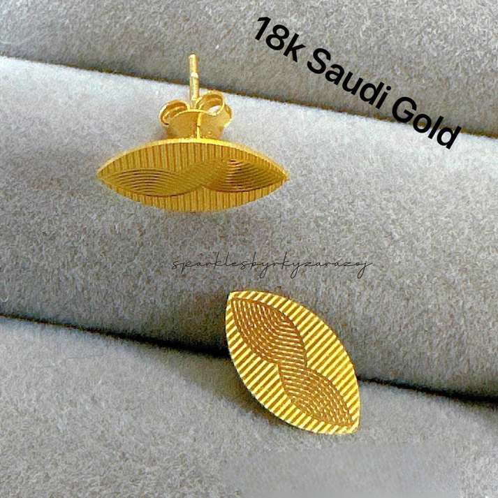 Eye shape earrings solid 18k saudi gold – Sparkles PH