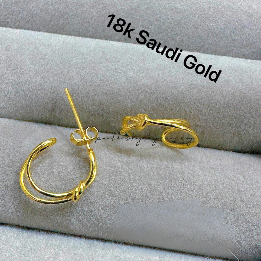 18k Saudi Gold Knot C hoop Earring – Sparkles.ph