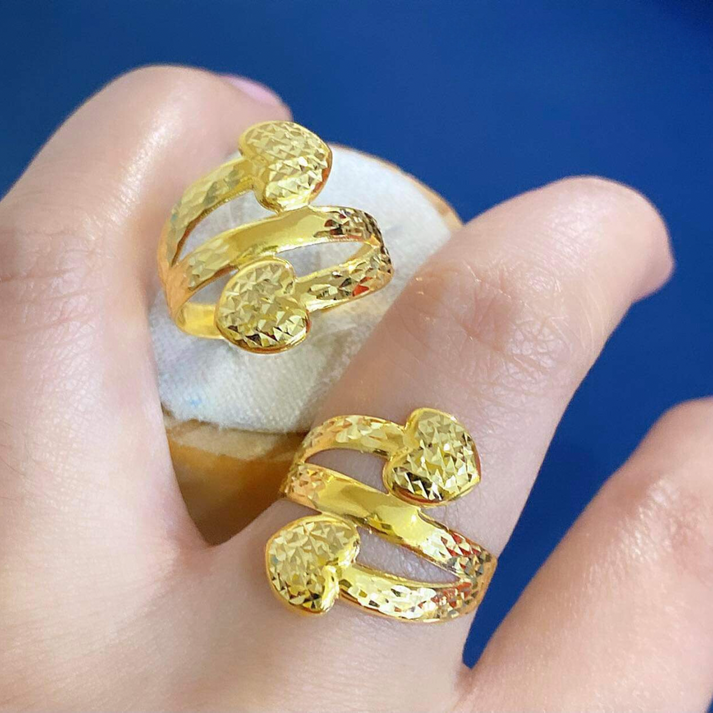 Twin Heart Ring Solid 18k Saudi Gold – Sparkles PH