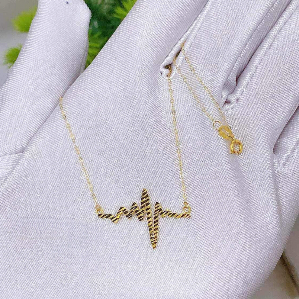Heartbeat Necklace Solid 18k Saudi Gold – Sparkles PH
