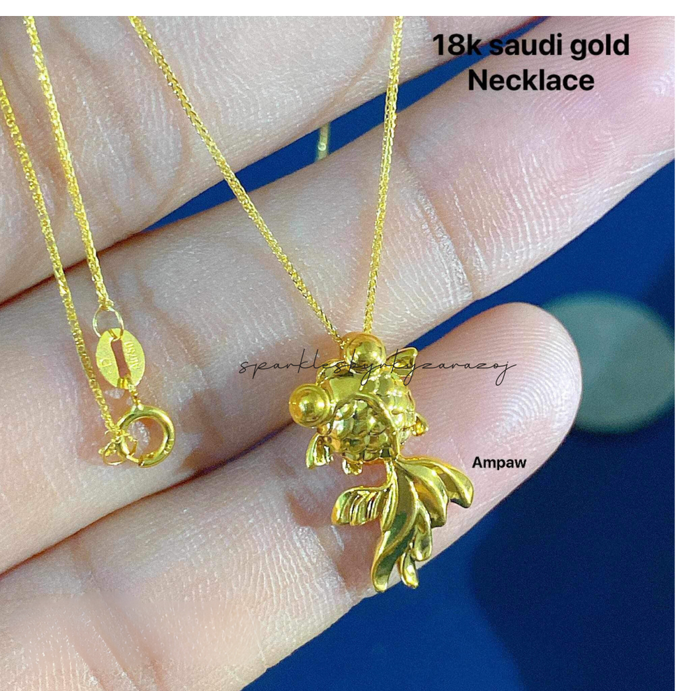 Set Piranha Fish Pendant & Chain Necklace Ampaw 18k Saudi Gold ...