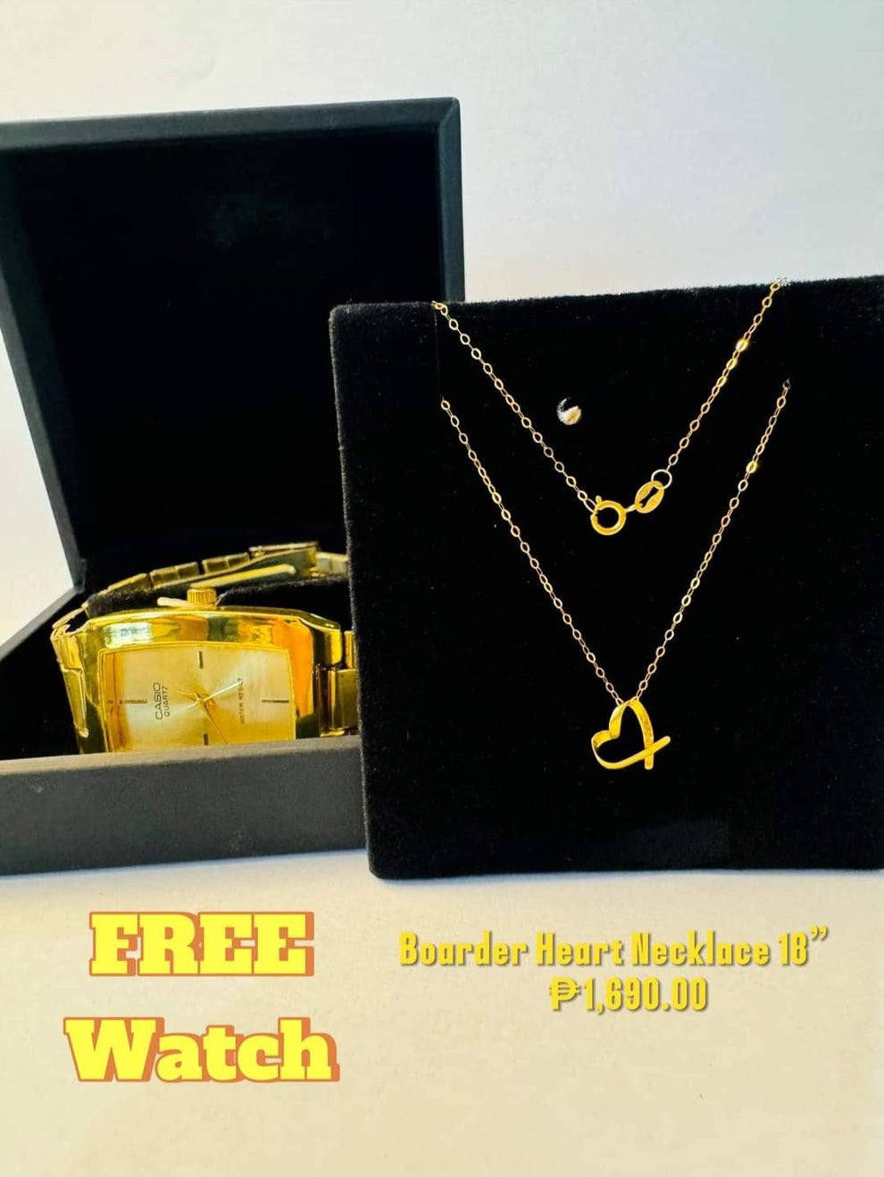 Boarder Heart Necklace w/ free watch – Sparkles PH